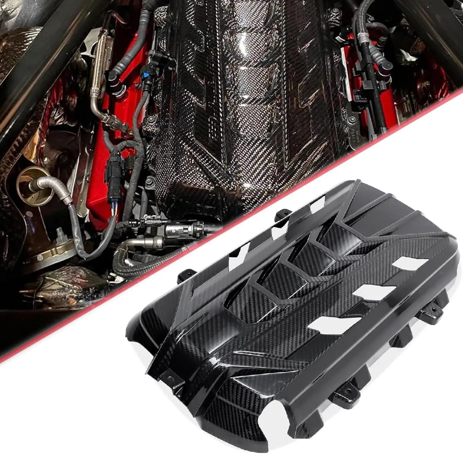 C8 Real Carbon Fiber Engine Cover 12697368 Black Glossy - NUBEHONE ...