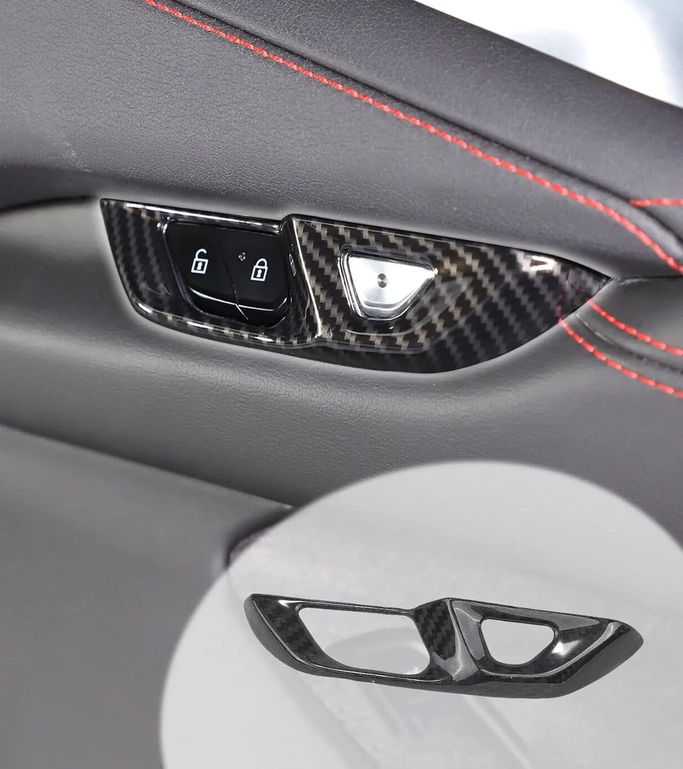 C8 Real Carbon Fiber Door Lock Switch Button Cover Trims Fit for ...