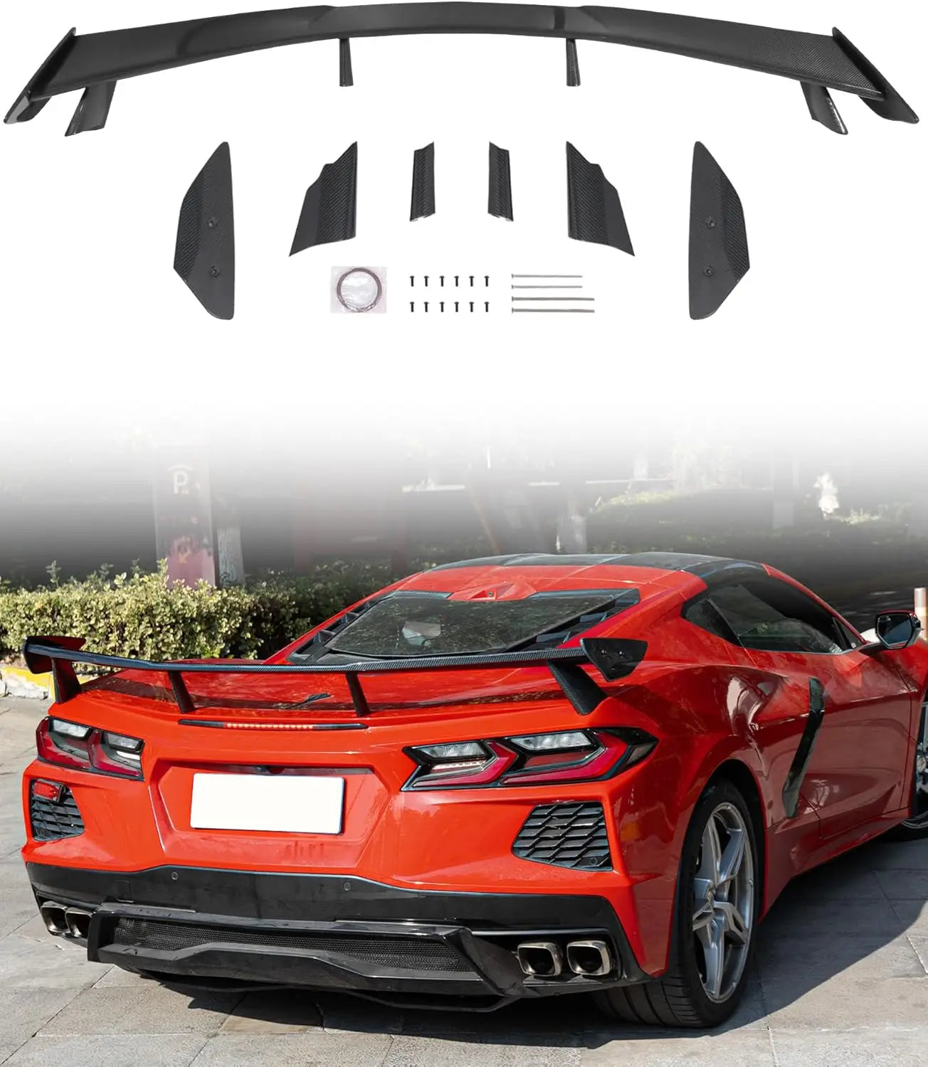 100% Carbon Fiber C8 Rear High Wing Spoiler for Corvette C8 Stingray ...