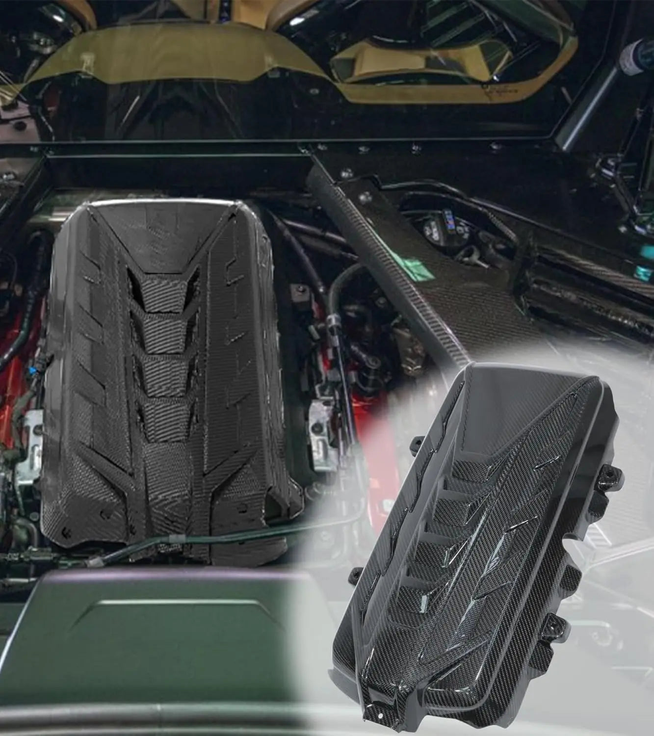C8 Engine Cover Real Carbon Fiber Fit for Corvette C8 2020-2024 ...