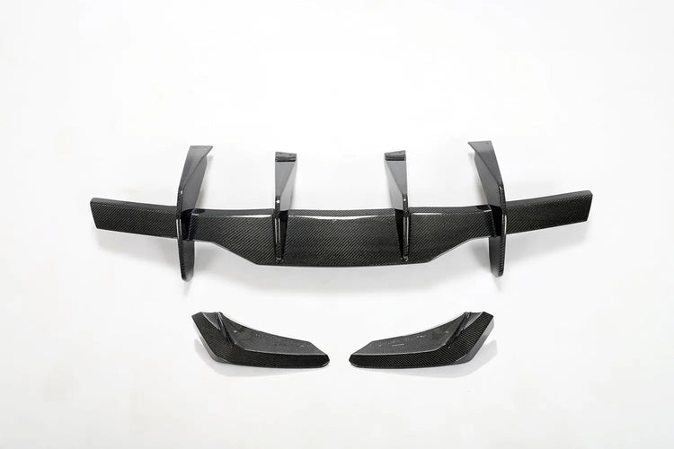 Upgrade C8 Carbon Fiber Rear Bumper Diffuser and Canards Splitter Fit ...